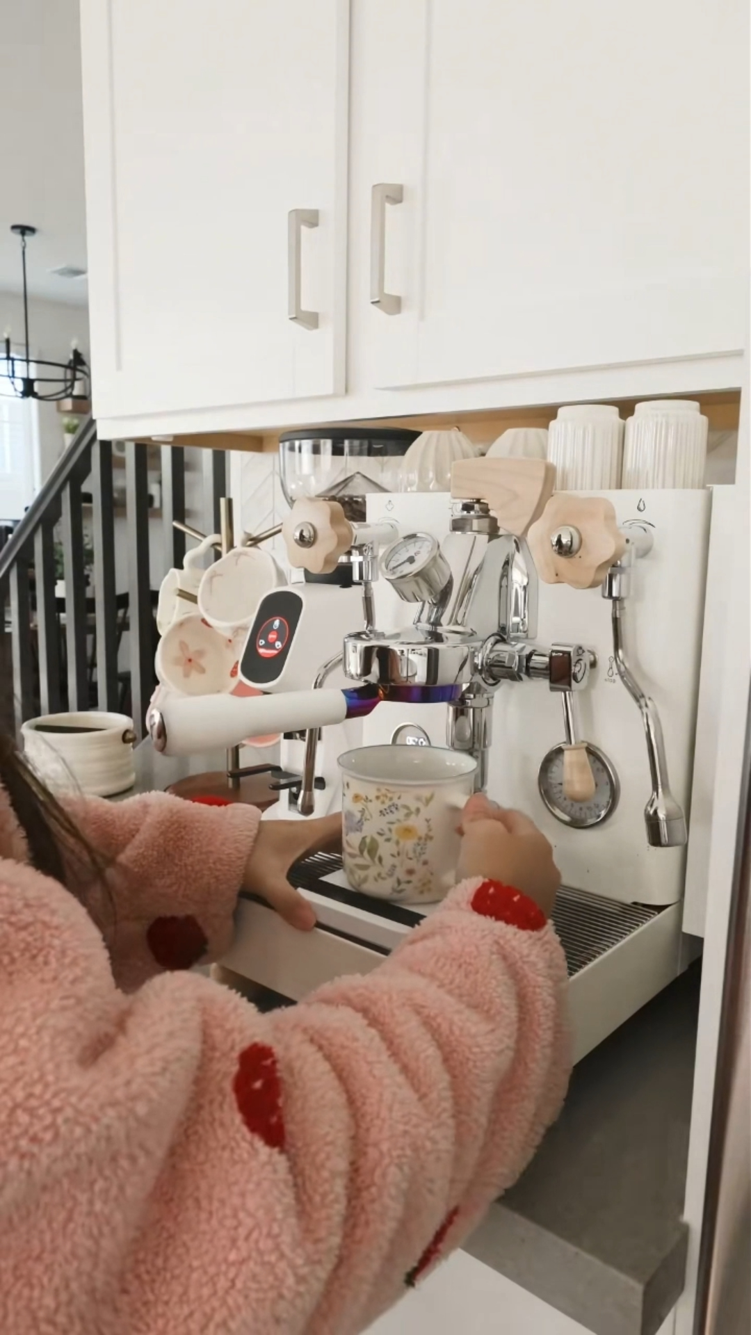 Cozy morning coffee making ritual