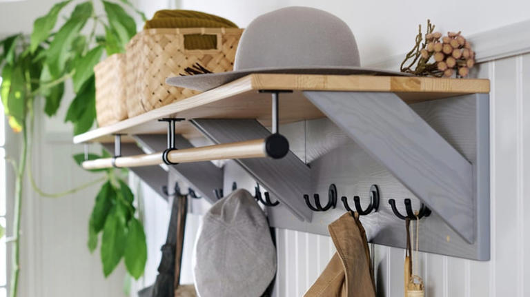 Ditch entryway clutter with a hanging storage solution from IKEA