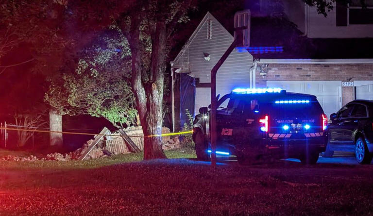 Pickup truck crashes into Mason house, ripping off chimney