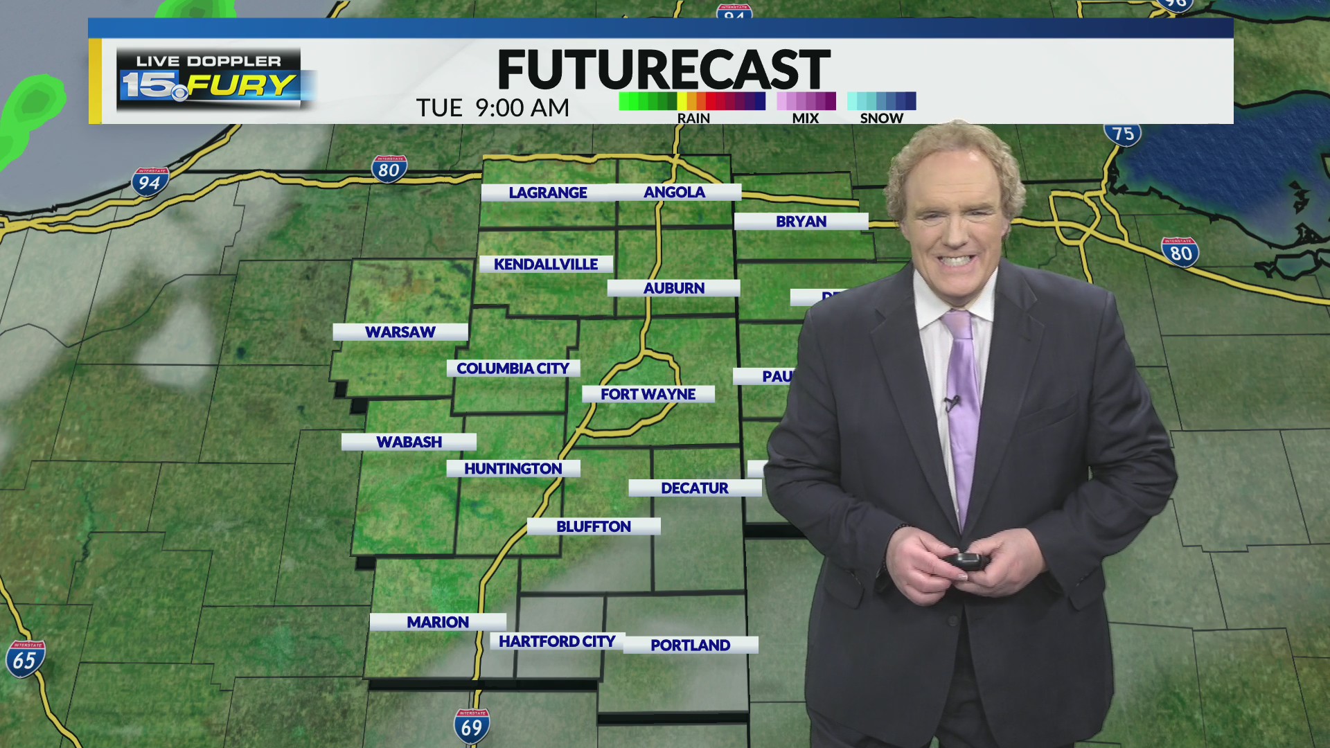 Quiet morning with showers and some storms this afternoon