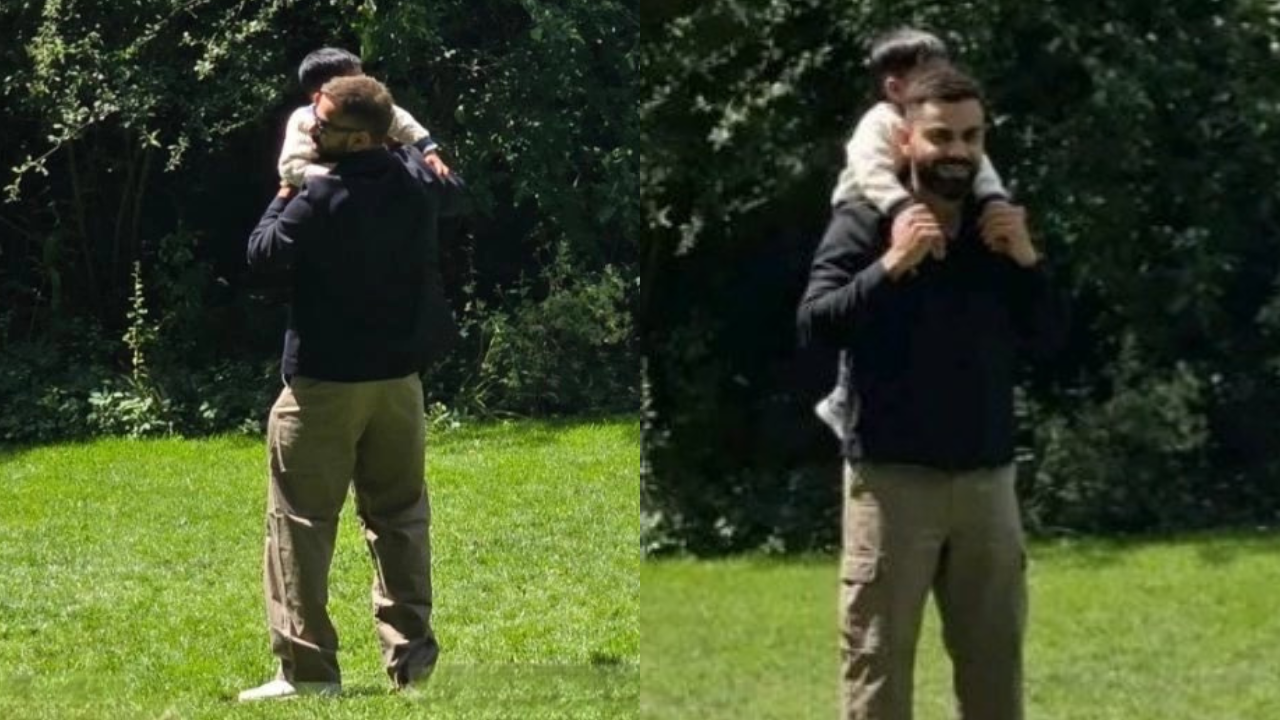 Virat Kohli spotted giving Akaay a piggyback ride during secret family ...