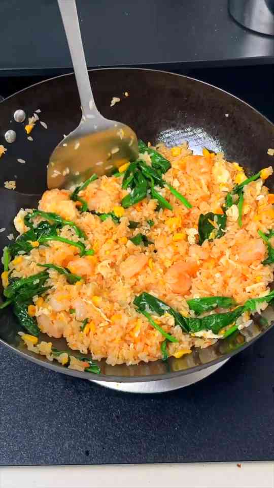 Egg fried rice cooked with bold wok technique