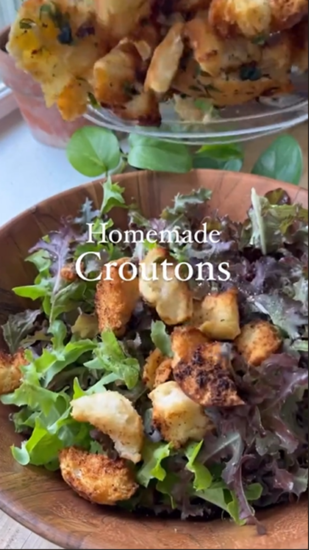 Crispy homemade garlic butter croutons