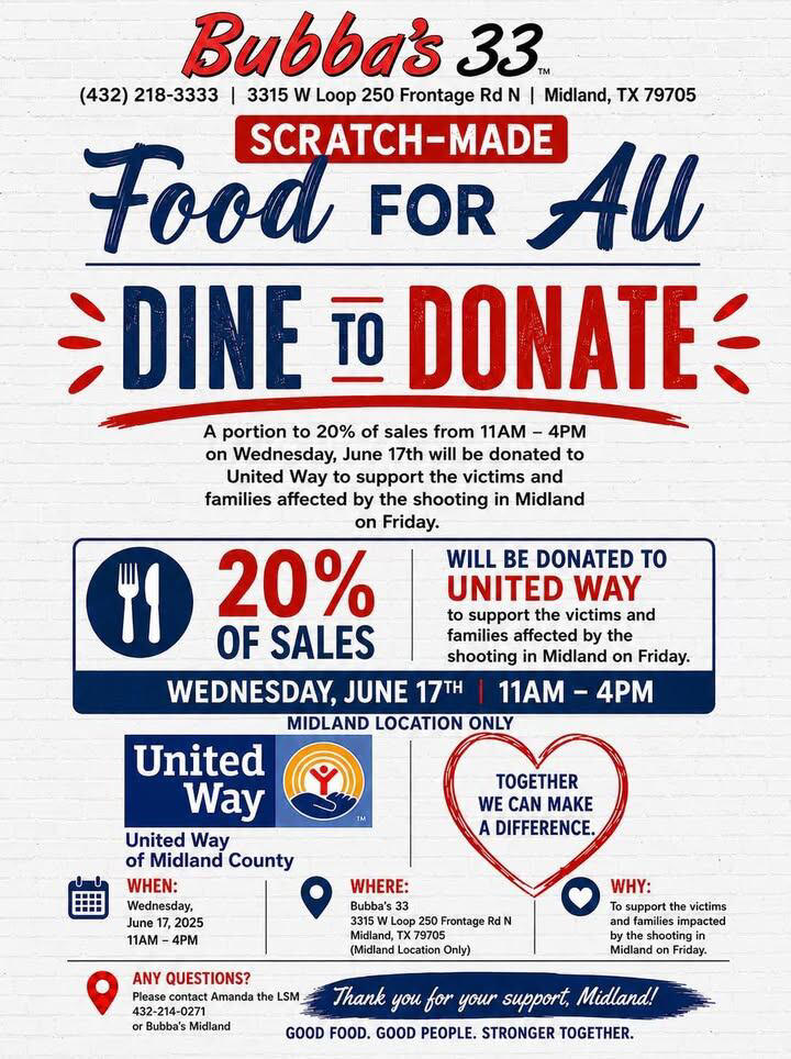 Lunch for a cause: Bubba’s 33 raising money for United Way relief efforts