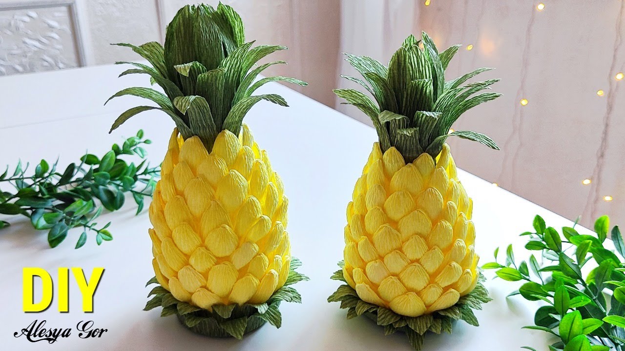 Crepe paper pineapple decoration ideas tutorial