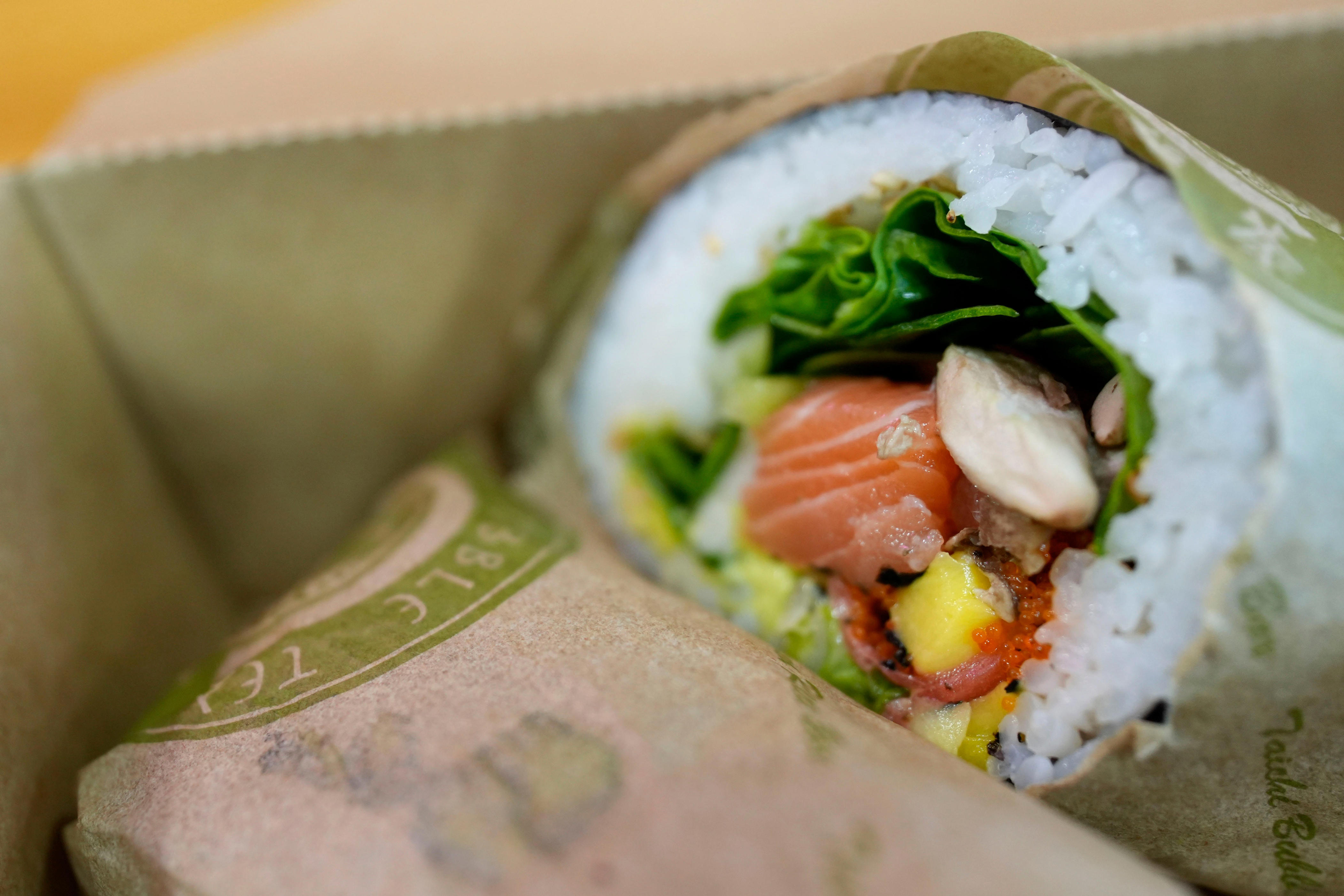 Asian meets Southwestern with the sushi burrito at Taichi Bubble Tea