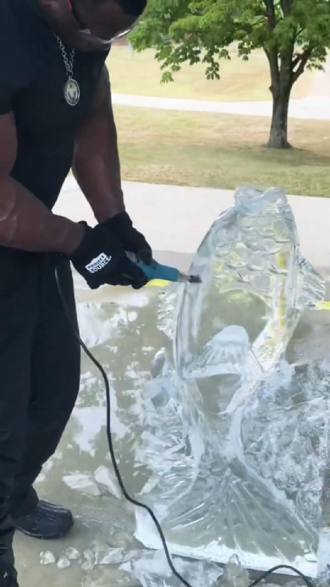 Chef Rush carves an ice fish!