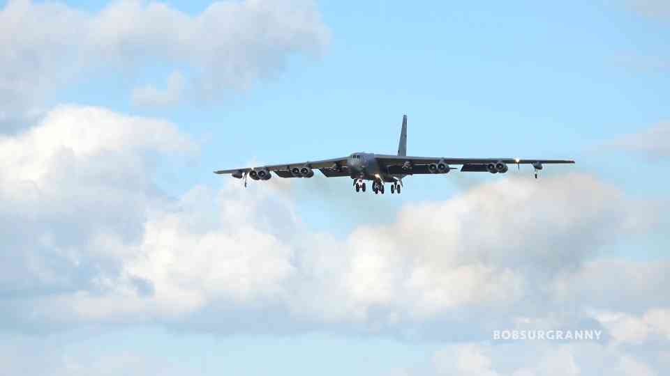 Watch a B-52 land sideways - then roll out fighting the wind