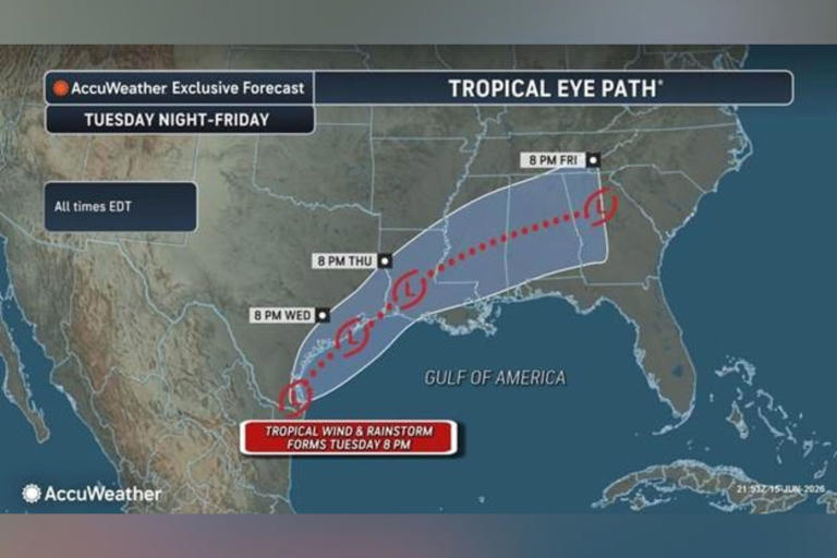 Tracker map shows path of possible Tropical Storm Arthur this week
