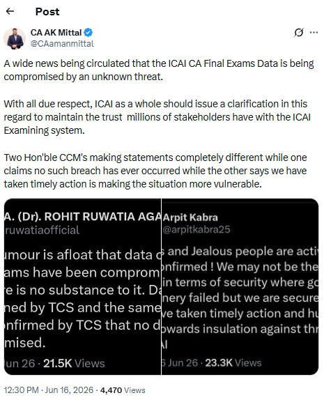 Did hackers breach ICAI's portal? Claims surface ahead of CA results 2026