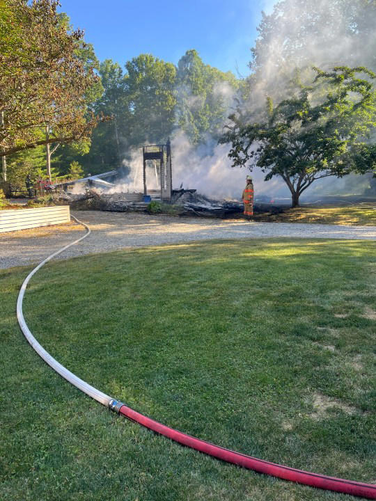 Crews battling Old Lyme garage fire