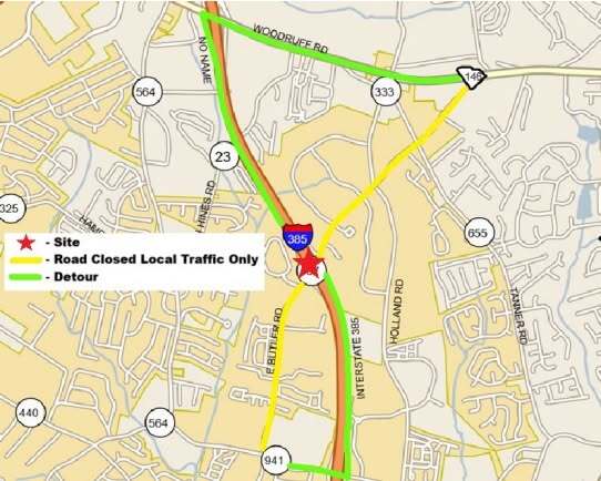 Bridge repairs lead to road closure at I-385 until early August
