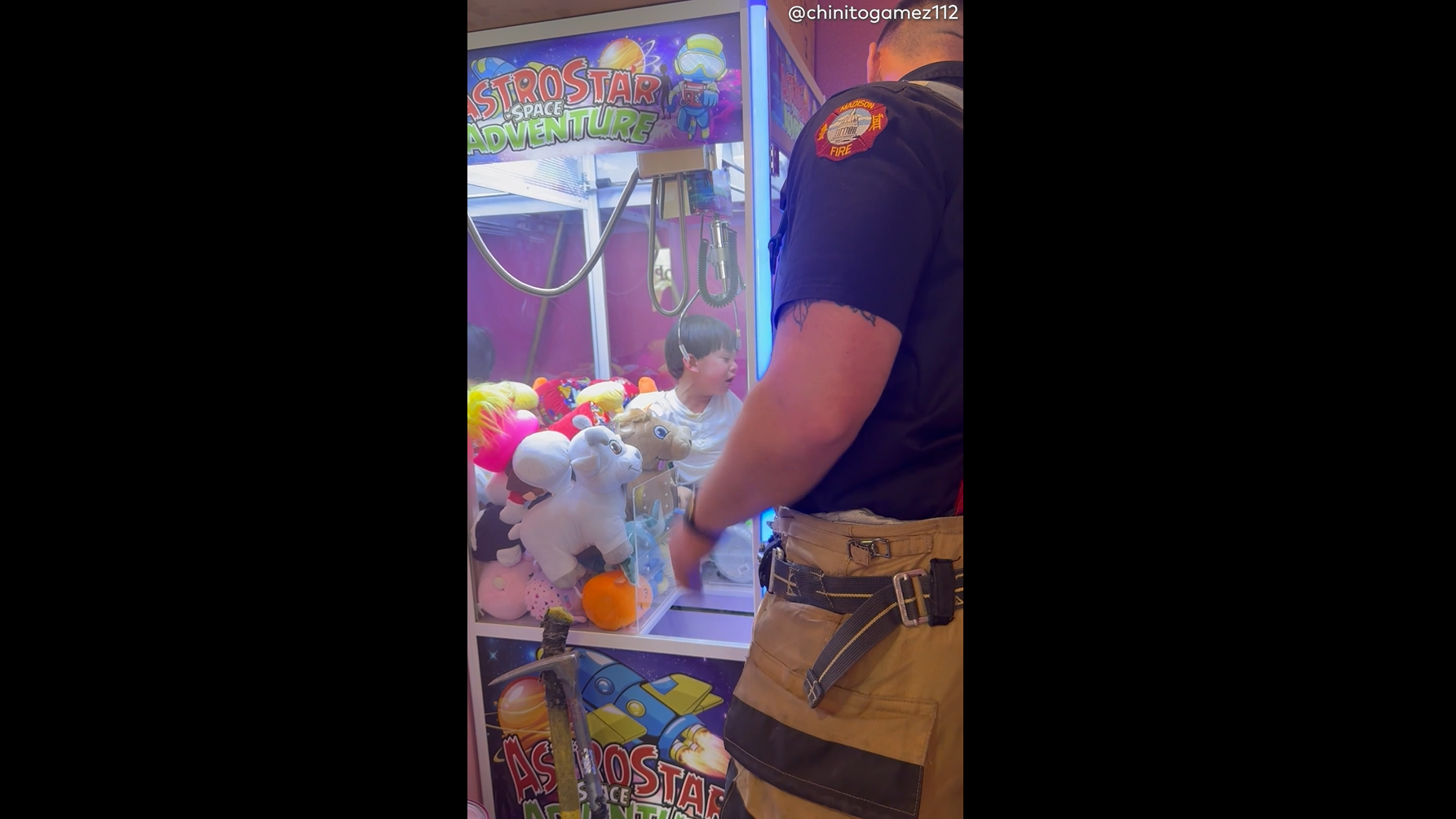 Kid stuck in claw machine