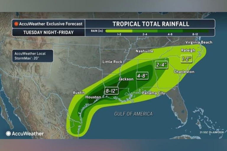 Tracker map shows path of possible Tropical Storm Arthur this week