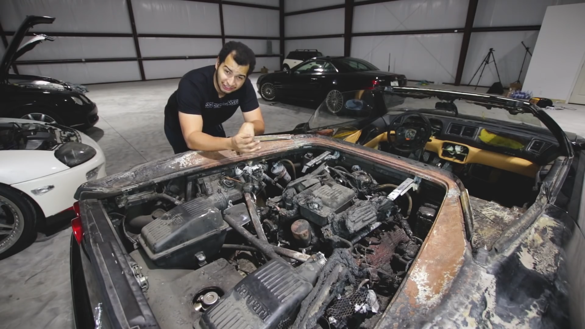 What we found inside this fire-damaged Ferrari