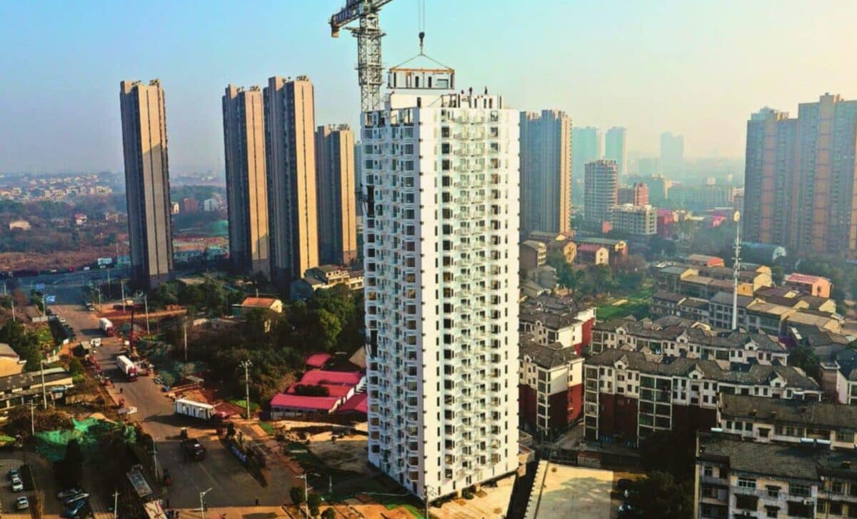 While big-city buildings can take years to finish, China assembled a 26 ...