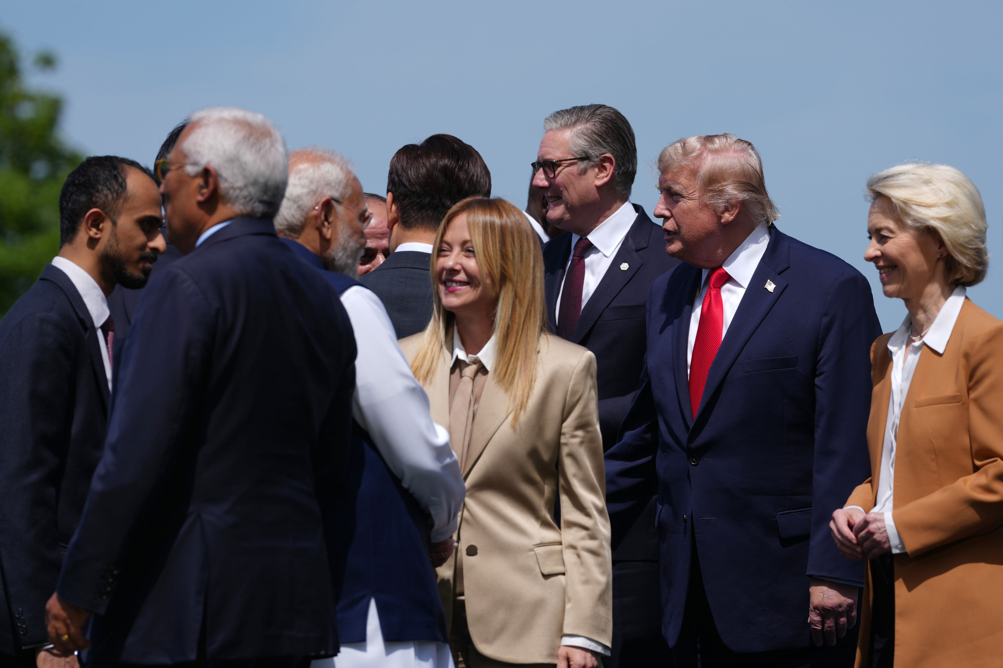 PM Modi smiles next to Trump, Meloni, Macron at G7 meet, pictures emerge