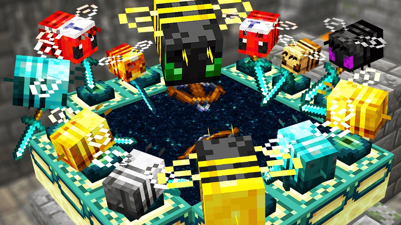 Letting a swarm of bees beat the entire Minecraft game