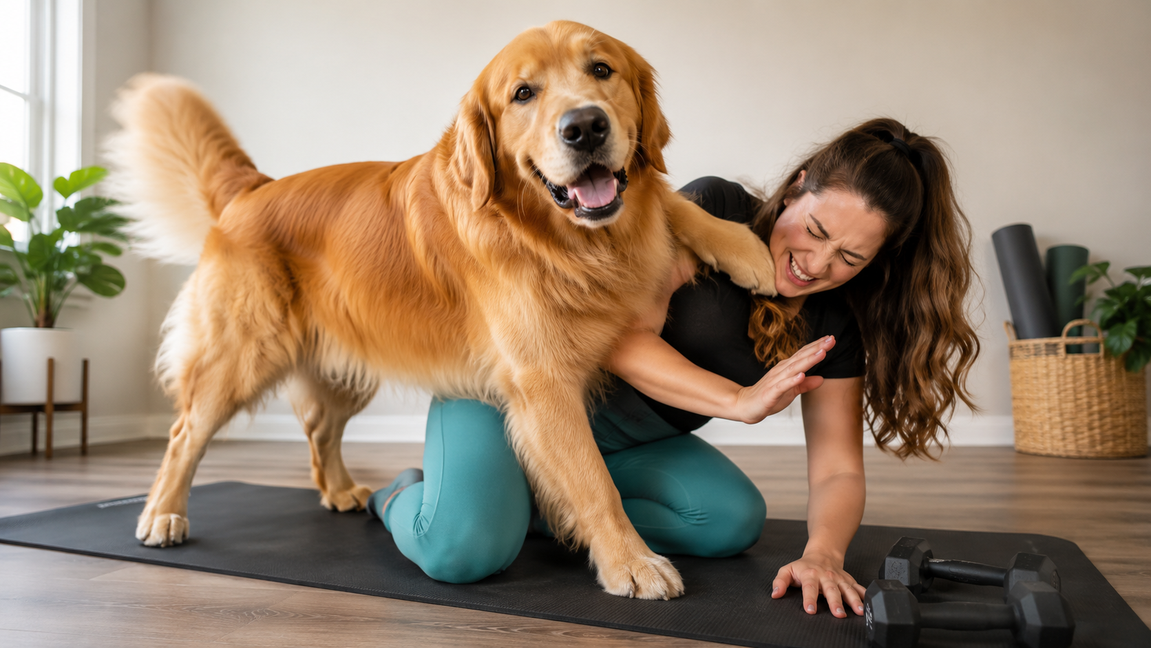 My dog joins every workout uninvited