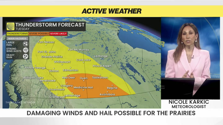 Damaging winds and hail possible with Prairies severe weather risk