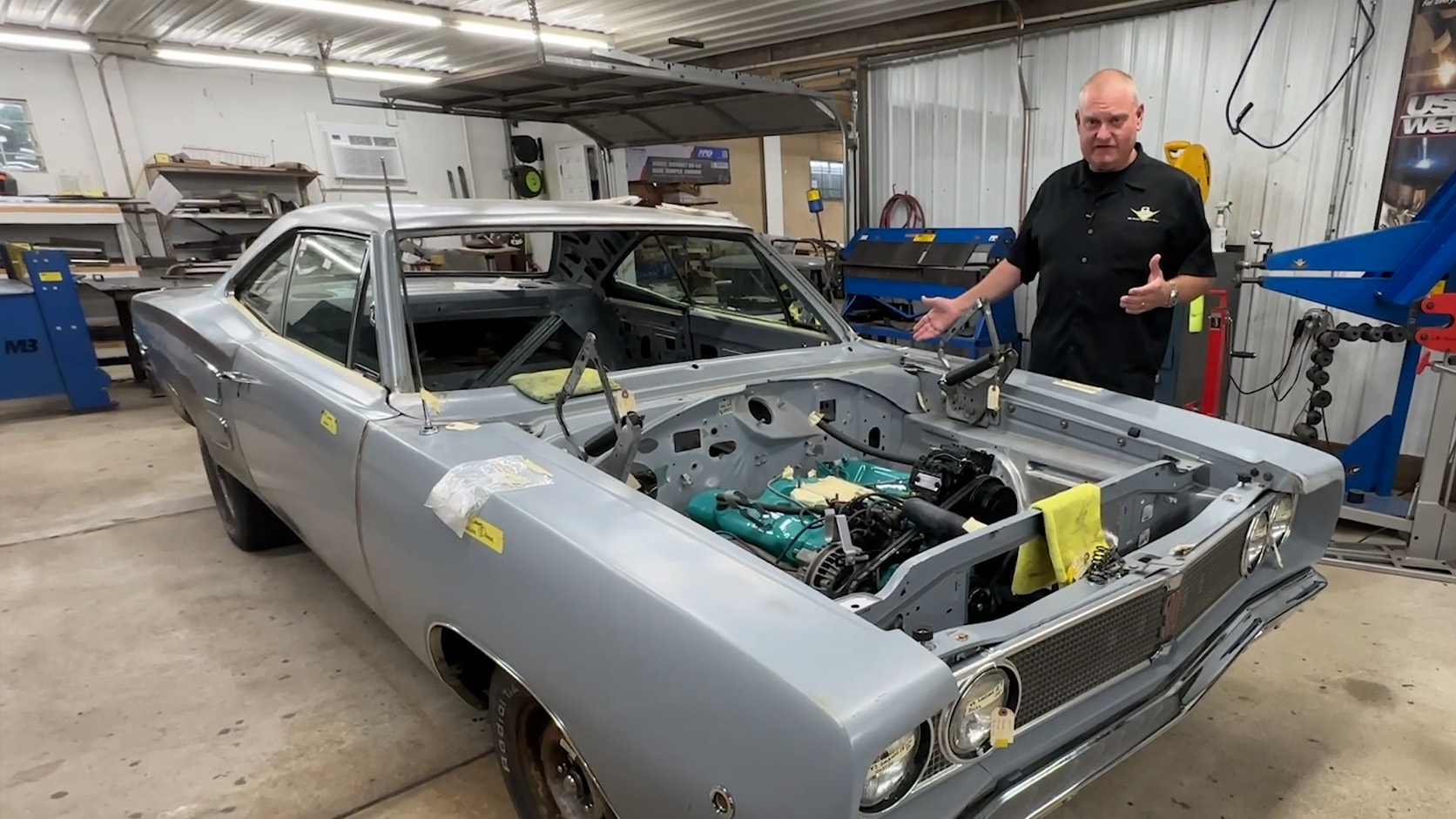 Factory '68 Dodge Coronet gets prepped before paint