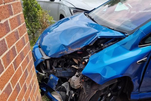 Driver's car wrecked after ramming police during high-speed pursuit