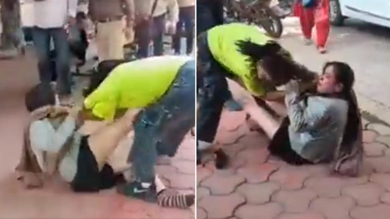 Watch | Hair-pulling, kicks and punches inside Jabalpur SP office shock ...