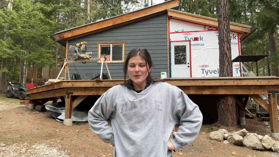 A year ago this cabin was falling apart… look at it now