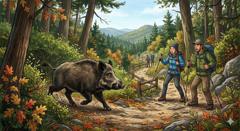 Wild boar spotted again near Apsan Trail