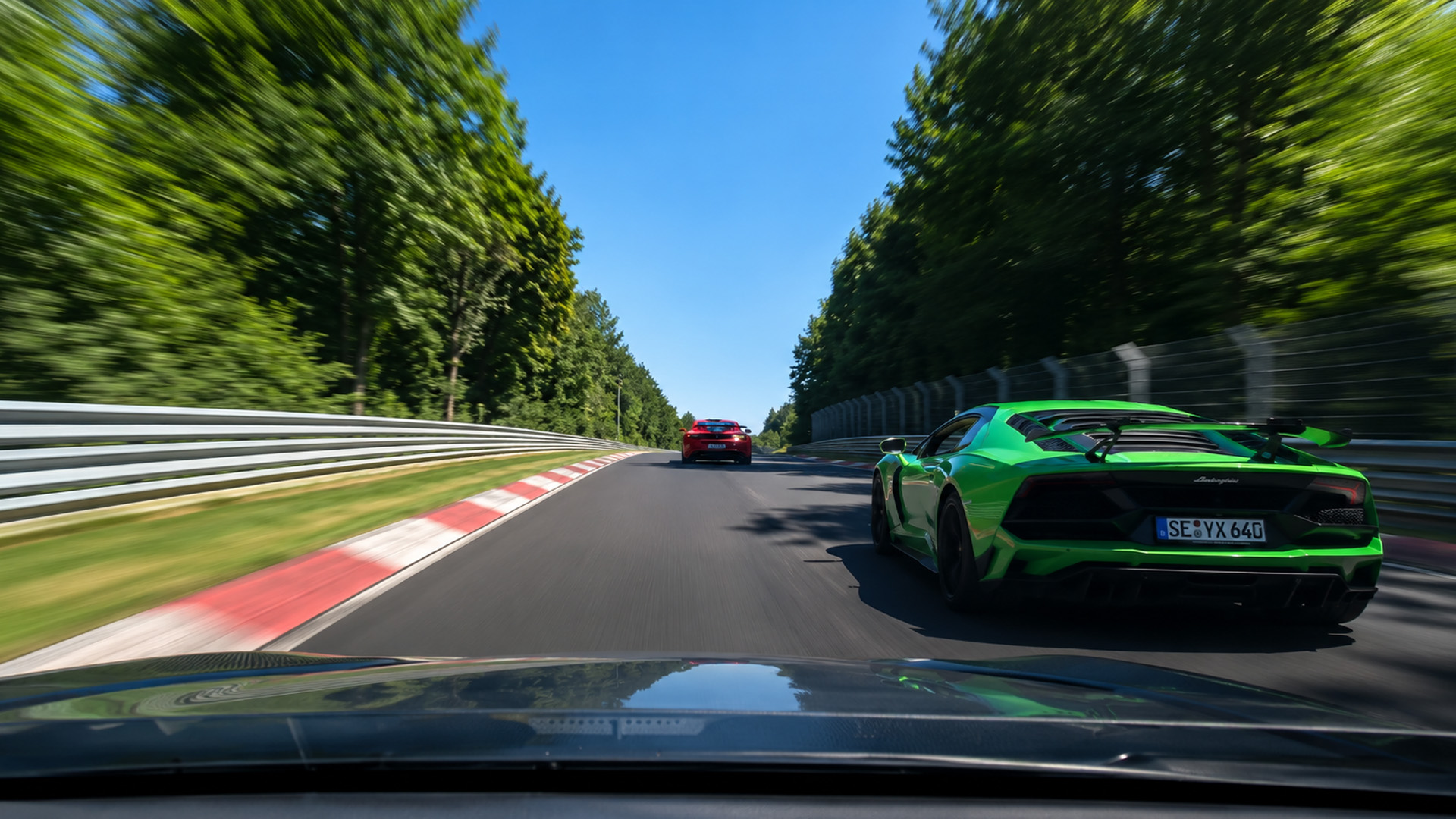 Inside Camaro during a Lamborghini close call at Nürburgring