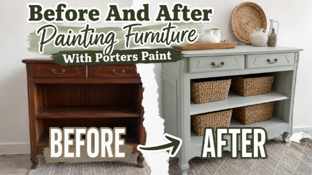 Before and after painting furniture with Porters Paint