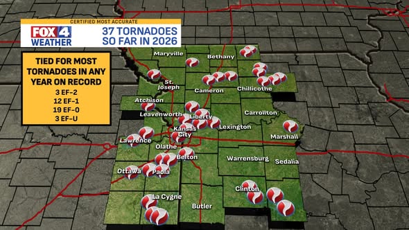 Kansas City area ties record for most tornadoes in a year