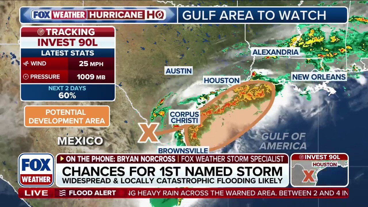 First named storm of 2026 season given 60% chance of forming near Texas ...