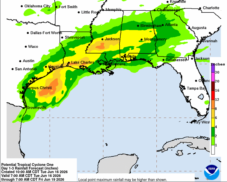 Tropical storm watch issued as Louisiana faces flooding rain for days