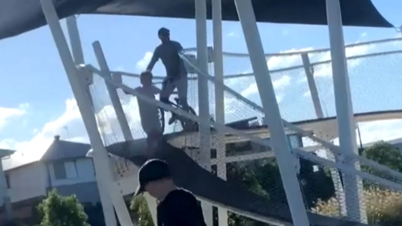 Rad dad biking down the ramp crashes hard on his face *epic bike fail*