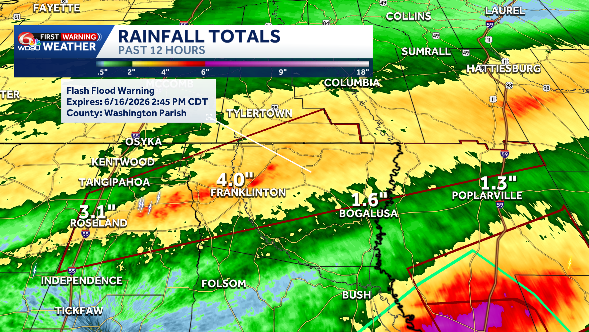Flash Flood Warnings In Effect for Portions of Tangipahoa & Washington ...