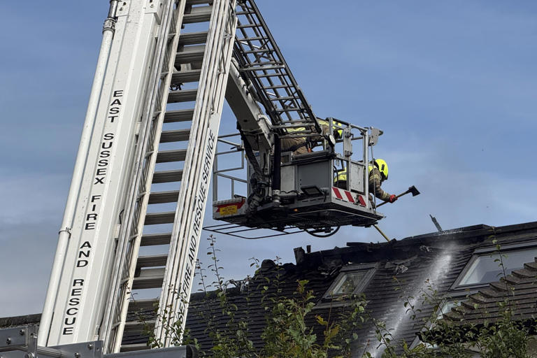 Photos show fire engine and aerial ladder platform at Haywards Heath ...