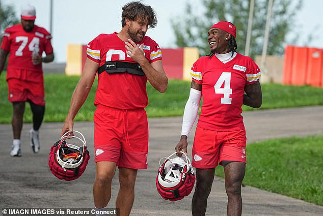Grinning Kansas City Chiefs star Rashee Rice runs away from cameras as ...