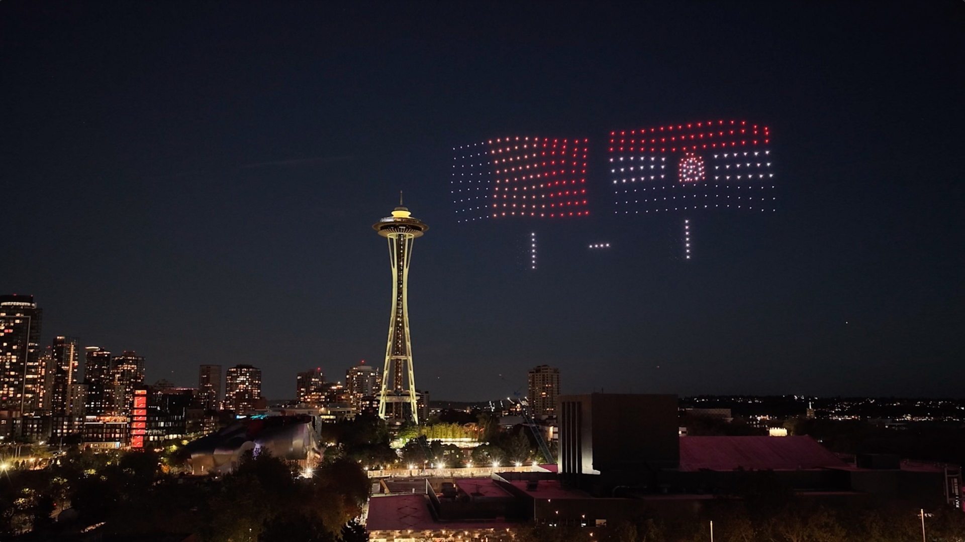 Drones create the first-ever FIFA scoreboard in Seattle sky