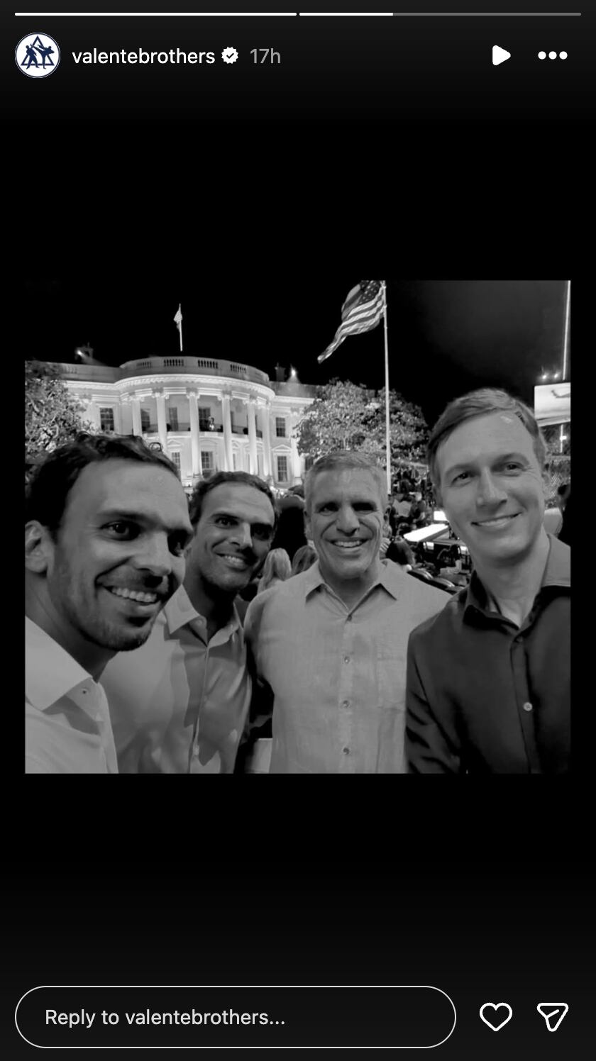 Joaquim Valente poses with Ivanka Trump and Jared Kushner at White ...