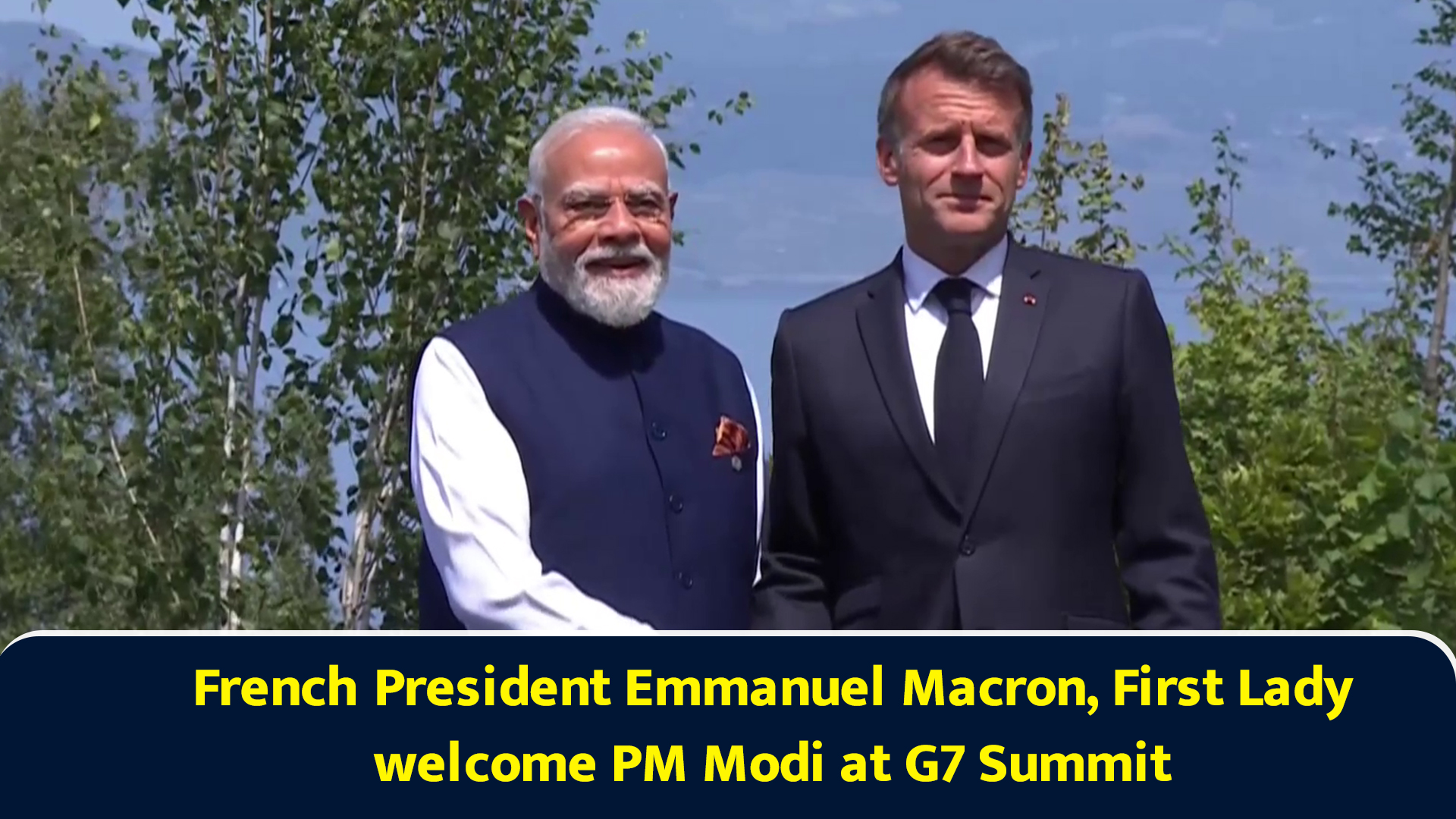 French President Emmanuel Macron, First Lady welcome PM Modi at G7 Summit
