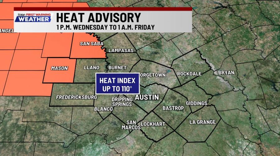 Heat advisory issued for Wednesday