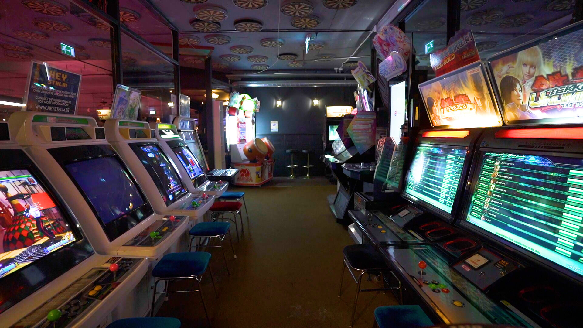 Inside Hey Stockholm, the arcade hall with rare games