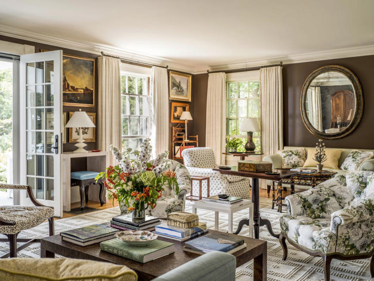 This colonial revival in Maine trades coastal design for high-gloss ...