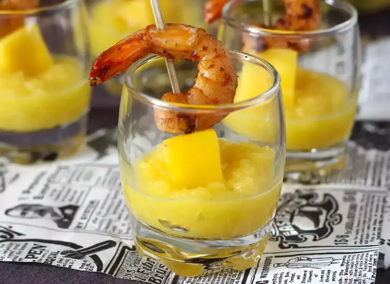 Prawn and mango verrines