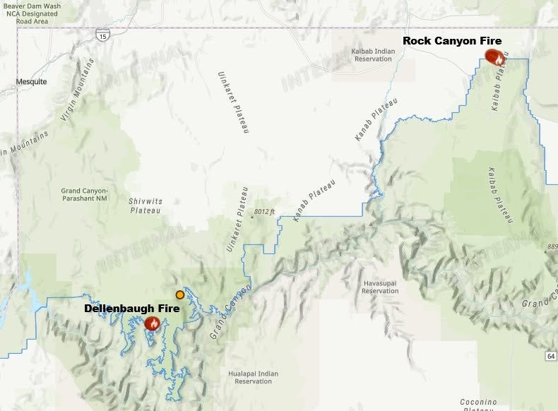 2 wildfires surge in northern Arizona, 1 near Grand Canyon