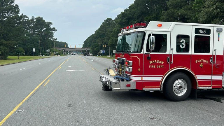 Tractor-trailer overturns carrying corrosive material near I-40 ...