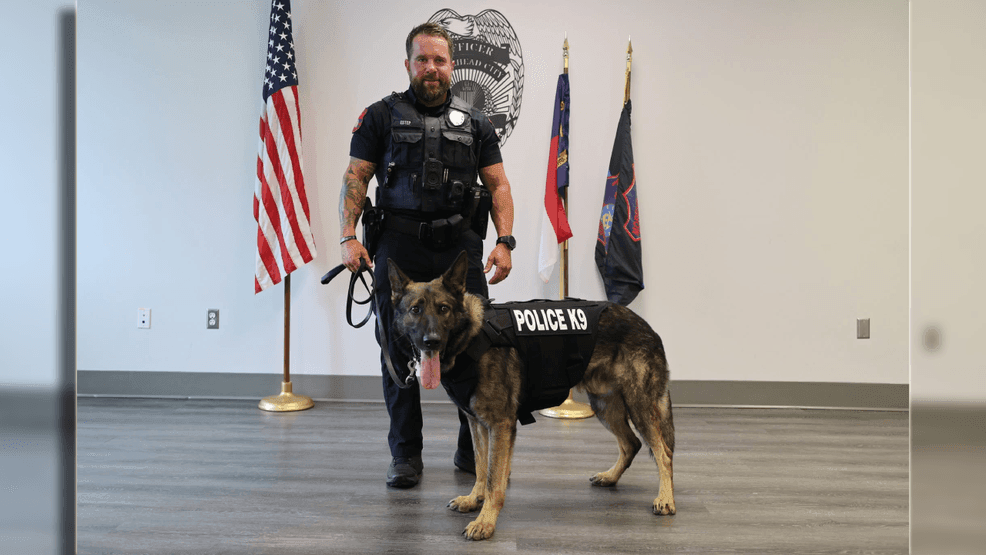 K9 Corner donation equips Officer Estep and K-9 Horan with specialized vest