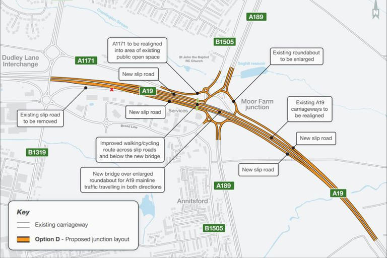 The two options for Northumberland's notorious Moor Farm roundabout upgrade