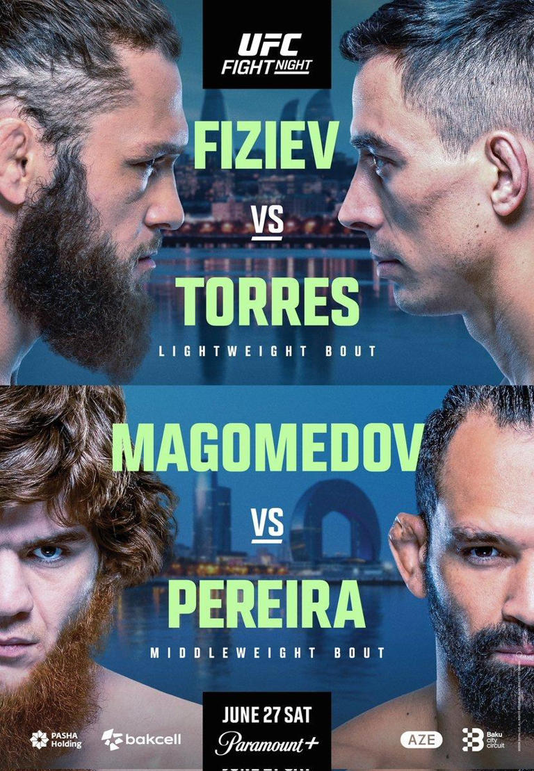 UFC Baku split-screen poster drops for 'Fiziev vs. Torres'